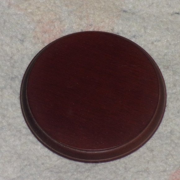 Other | Vintage Round Wooden Base Stand Coaster With Nylon Sliders On ...